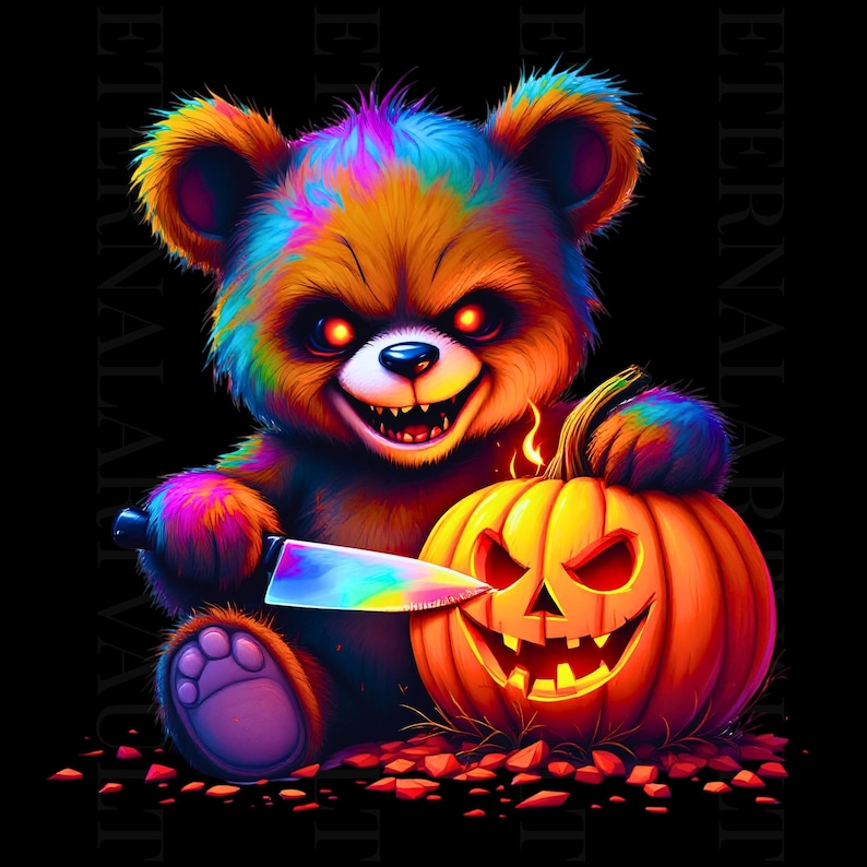 Halloween Bear Clipart | Scary Cute Watercolor Bears PNG | Fall Animal ...