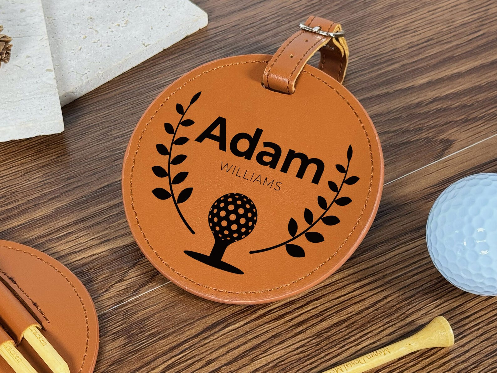 Personalized Leather Golf Bag Tag With Tees,custom Golf Accessories ...