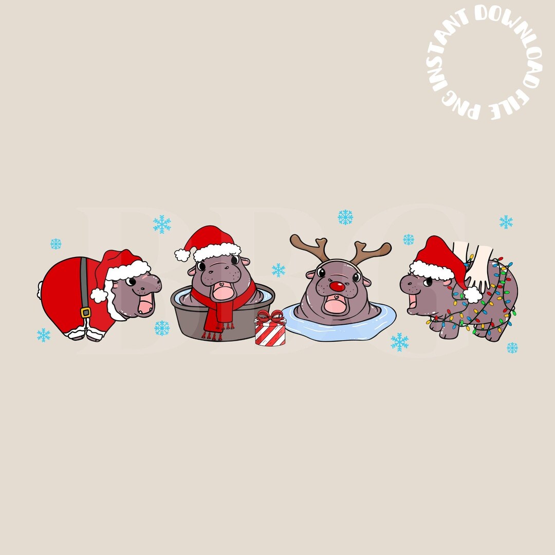 Christmas Moo Deng Halloween Png, Santa Moo Deng PNG, Bouncy Pig, Baby ...