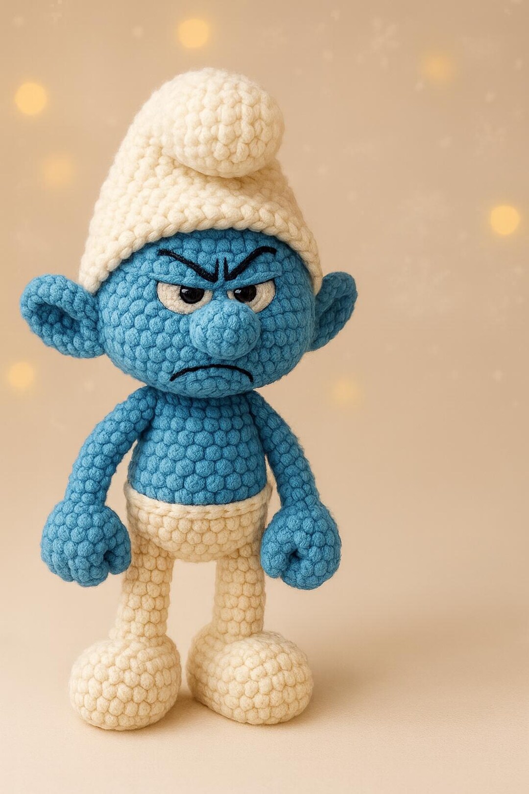 Crochet Smurf Doll, Amigurumi Blue Smurf Toy, Handmade Plush Stuffed ...