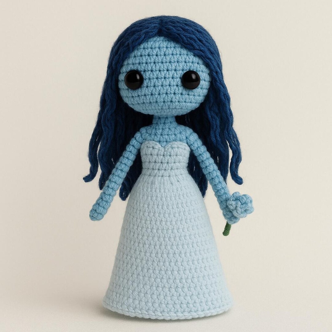 Custom Corpse Bride Crochet Doll – Blue Amigurumi Tim Burton Inspired ...
