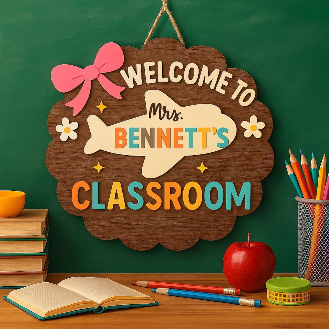 Personalized Teacher Door Sign – Welcome to Classroom Wood Sign With ...