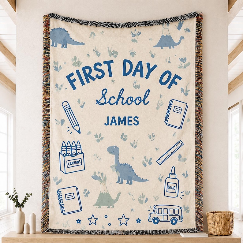 Personalized First Day of School Woven Blanket, Custom Kids Back to ...