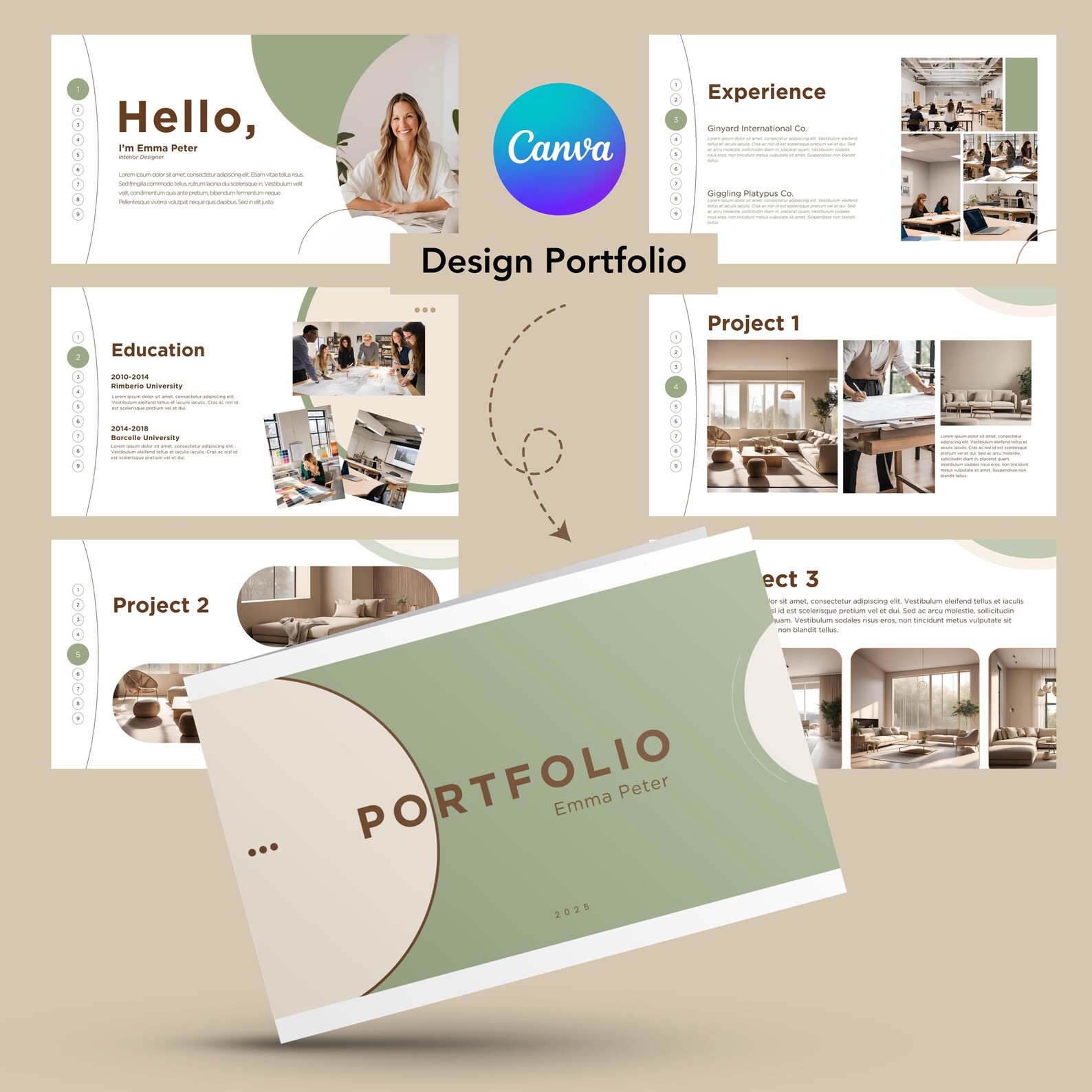 Editable Professional Portfolio Template | Canva Architecture, Interior ...