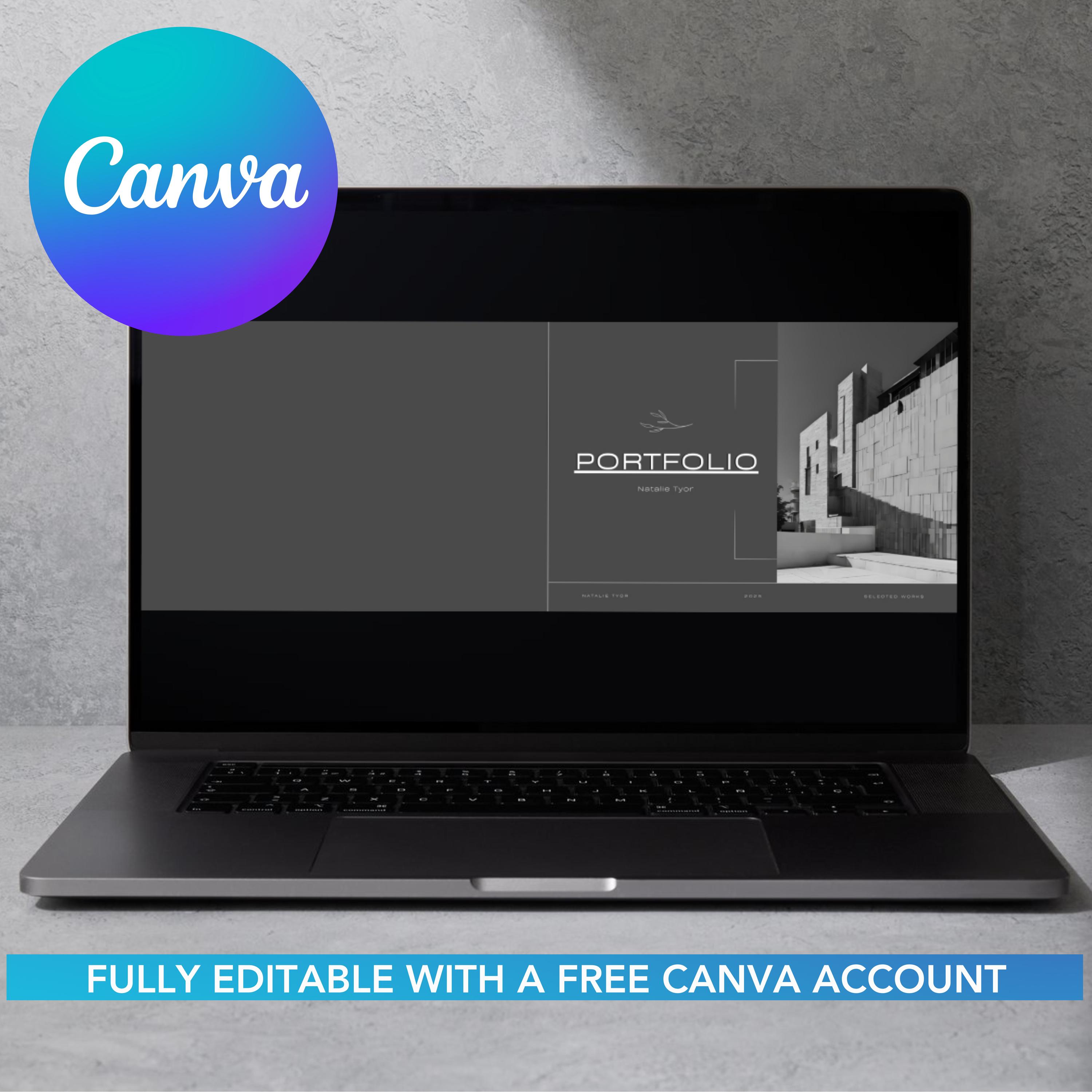 Editable Professional Portfolio Template | Gray Minimal Canva ...