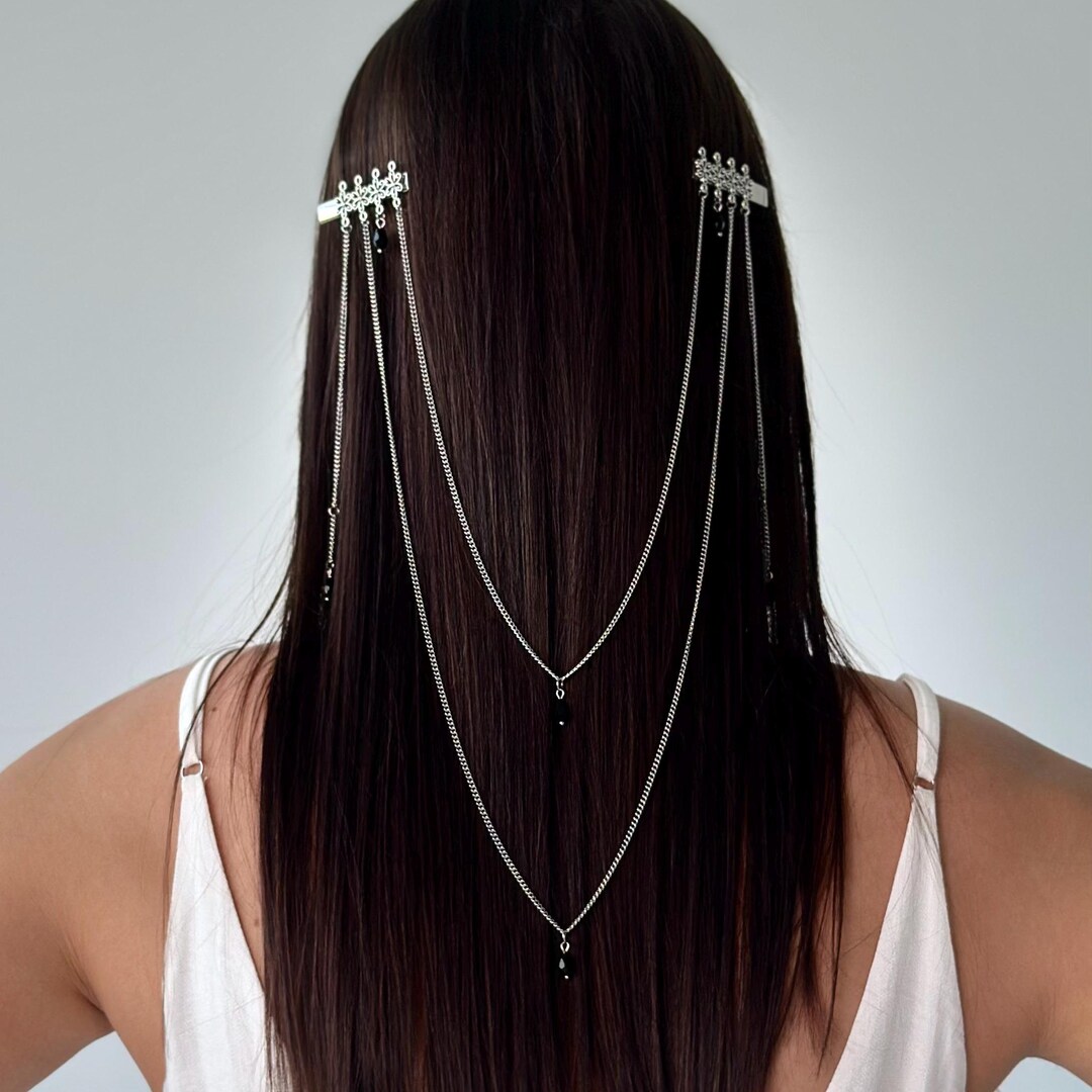 Hair Chain Accessory With Stone, Dangling Hair Chains, Hair Clip With ...