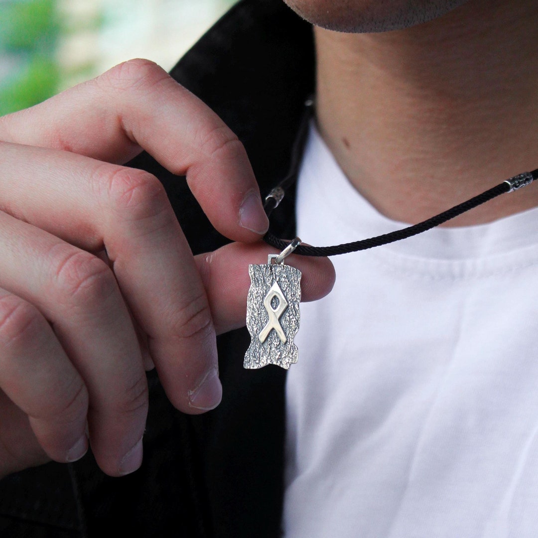 Odal Rune Silver Pendant, Norse Heritage Symbol Necklace, Viking Amulet ...