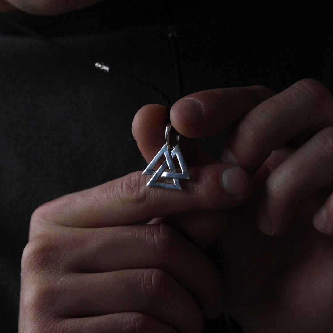 Valknut Pendant Necklace, Norse Viking Jewelry, Celtic Knot Amulet, 925 ...