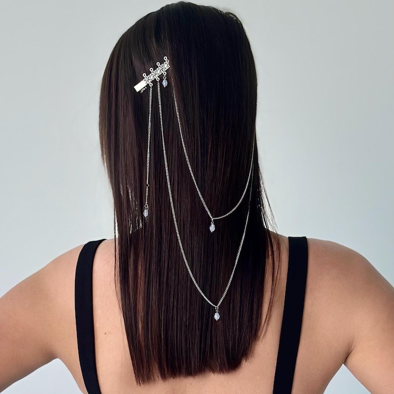 Hair Chain Accessory With Stone, Dangling Hair Chains, Hair Clip With ...