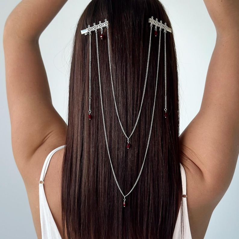 Hair Chain Accessory With Stone, Dangling Hair Chains, Hair Clip With ...
