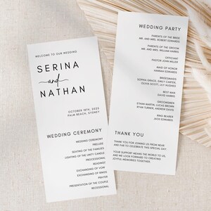 Modern Wedding Program Template, Minimalist Order of Service, Printable ...