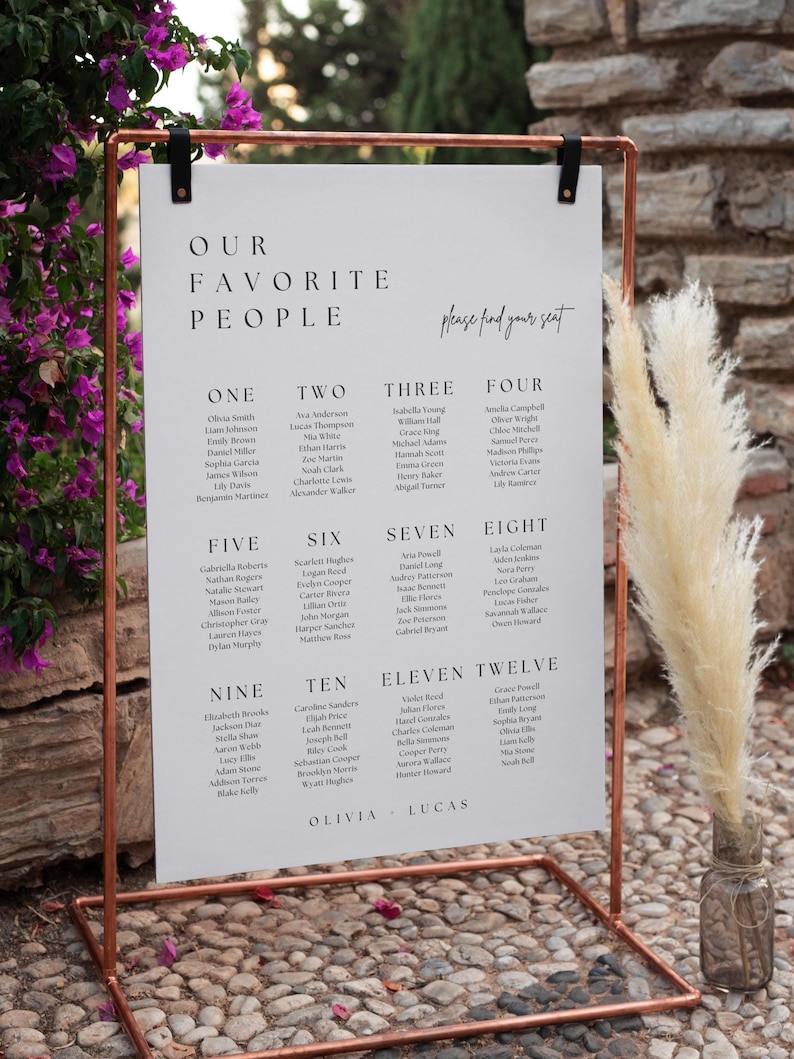 Editable Wedding Seating Chart Template, Our Favorite People, Modern ...