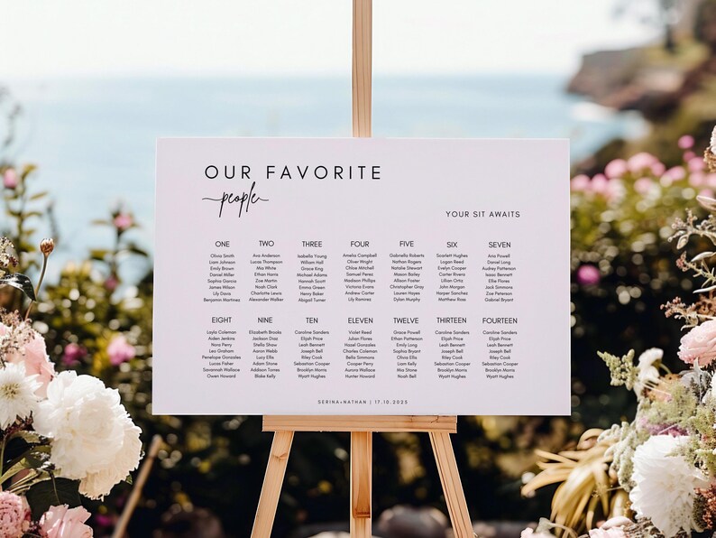 Editable Wedding Seating Chart Template, Horizontal Table Plan, Our ...
