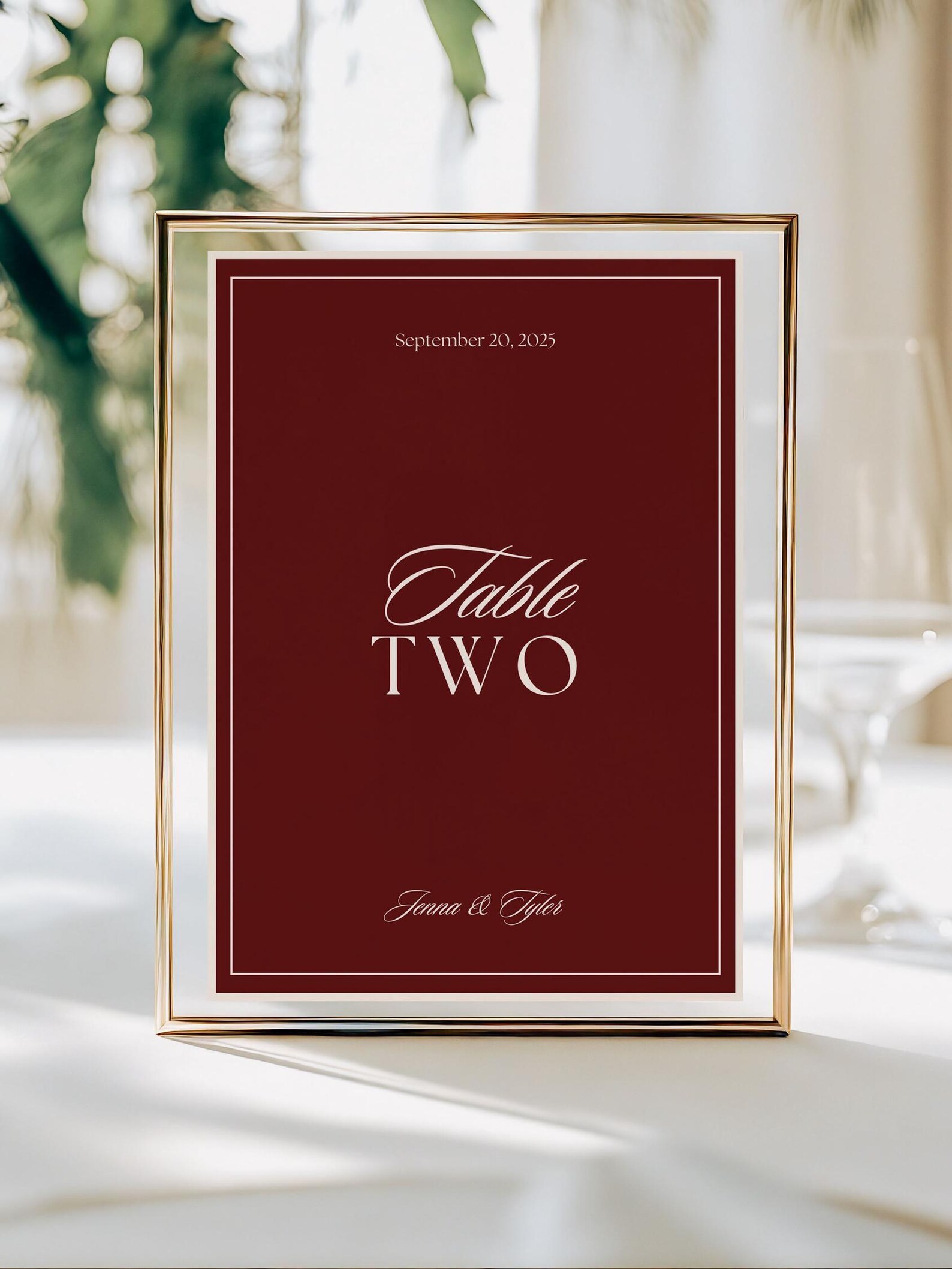 Wedding Table Number Template: Editable Burgundy Reception Table Sign ...