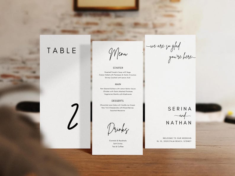 Elegant Wedding Tri-fold Table Sign, Minimalist Tri-fold Menu, Triangle ...