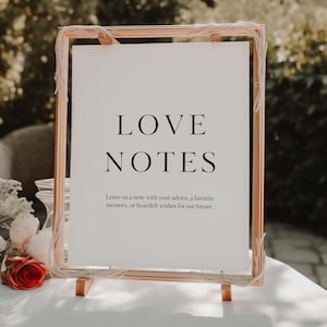 Minimalist Wedding Love Notes Sign: Modern Guest Book (printable ...