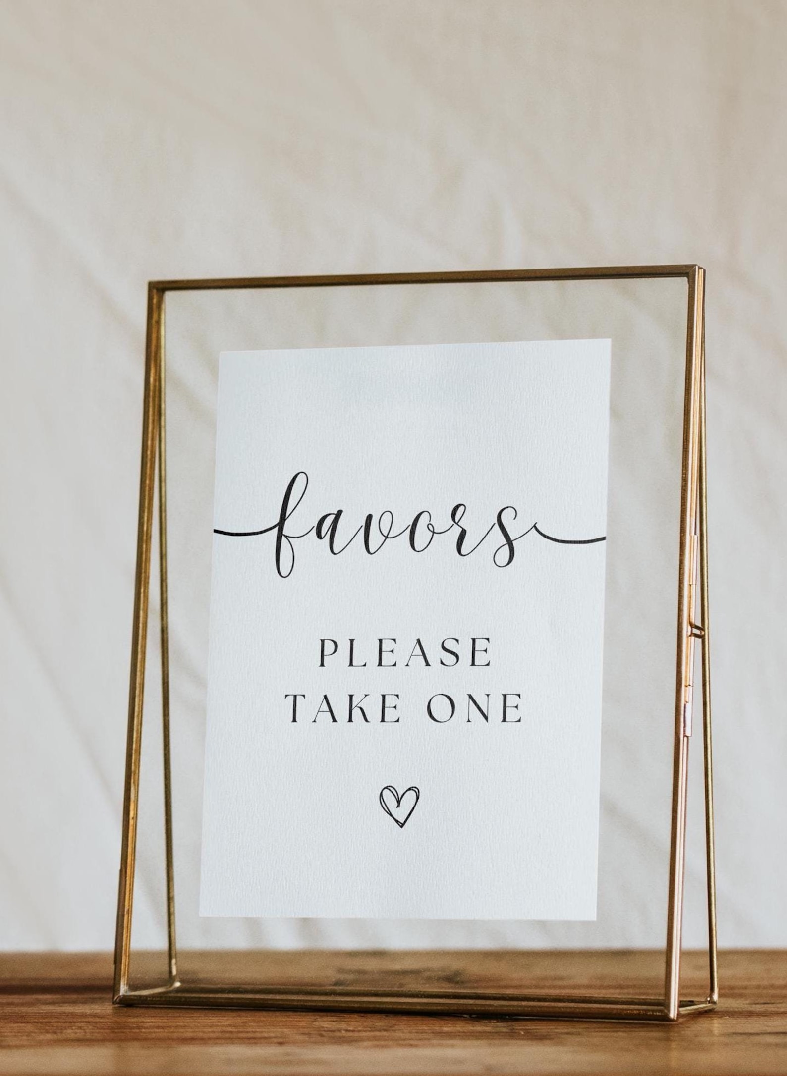 Elegant Wedding Favors Sign, Please Take One Sign, Minimalist Wedding ...