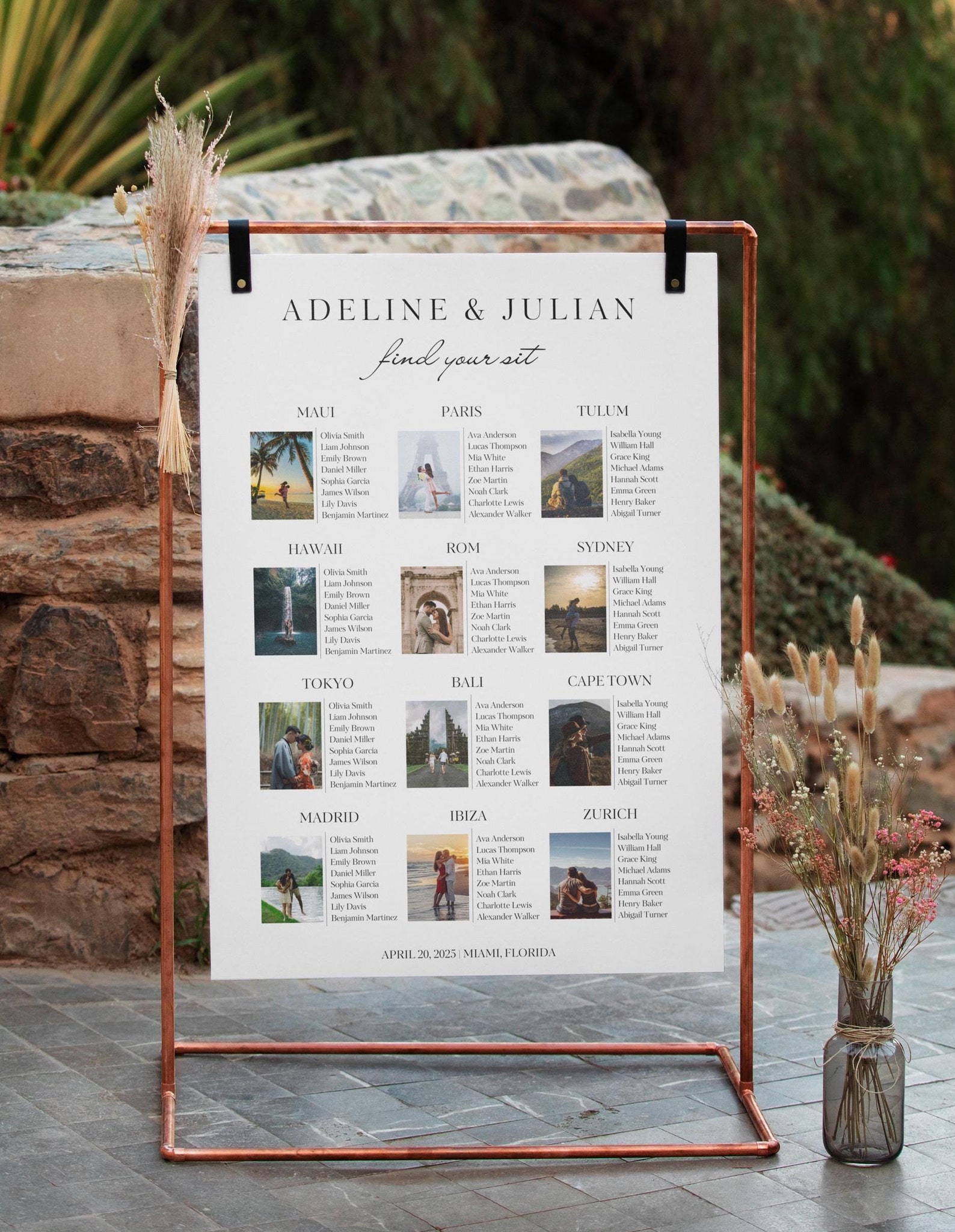 Photo Seating Chart Template, Wedding Travel Destination Seating Chart ...