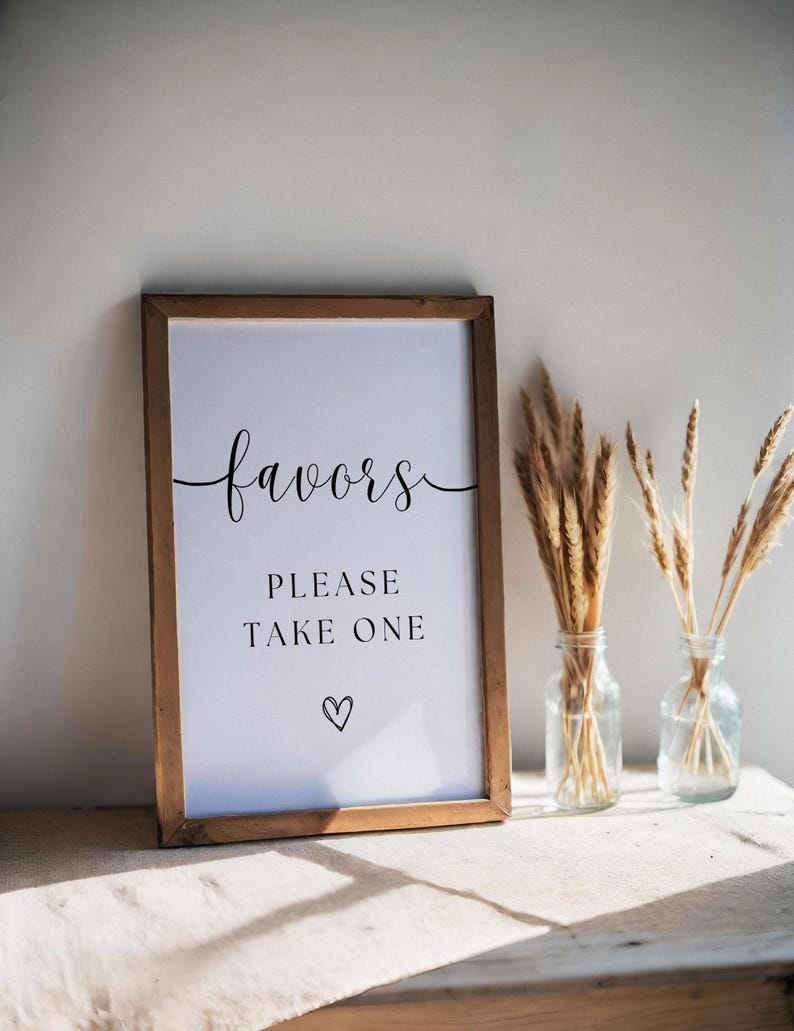 Elegant Wedding Favors Sign, Please Take One Sign, Minimalist Wedding ...