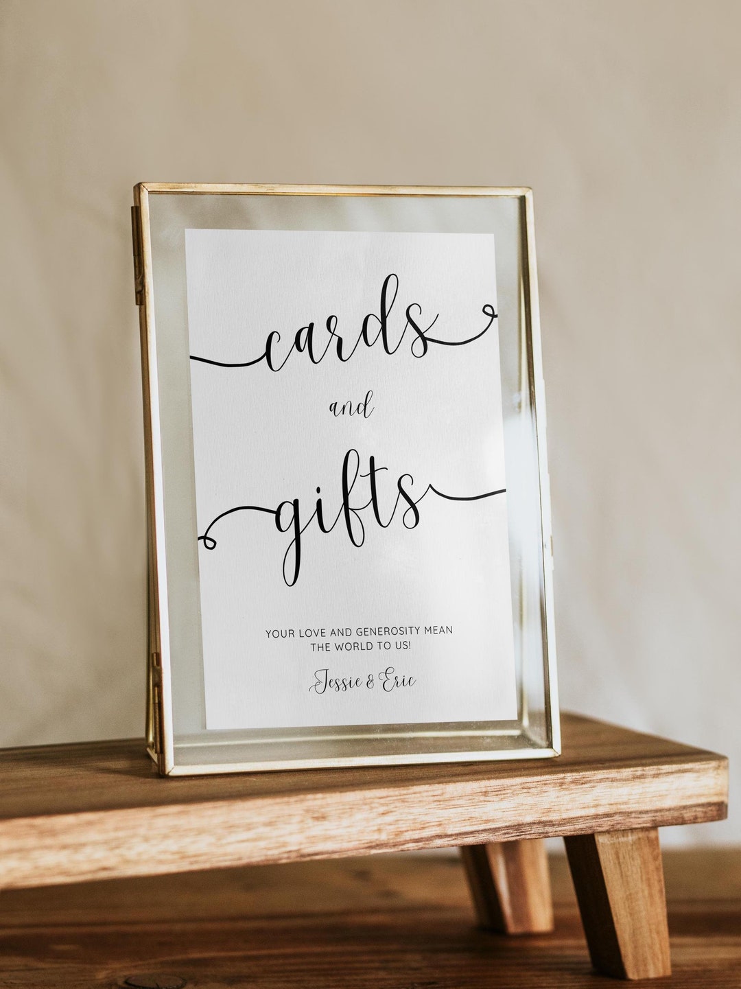 Cards and Gifts Wedding Sign, Elegant Wedding Thank You Sign, Printable ...