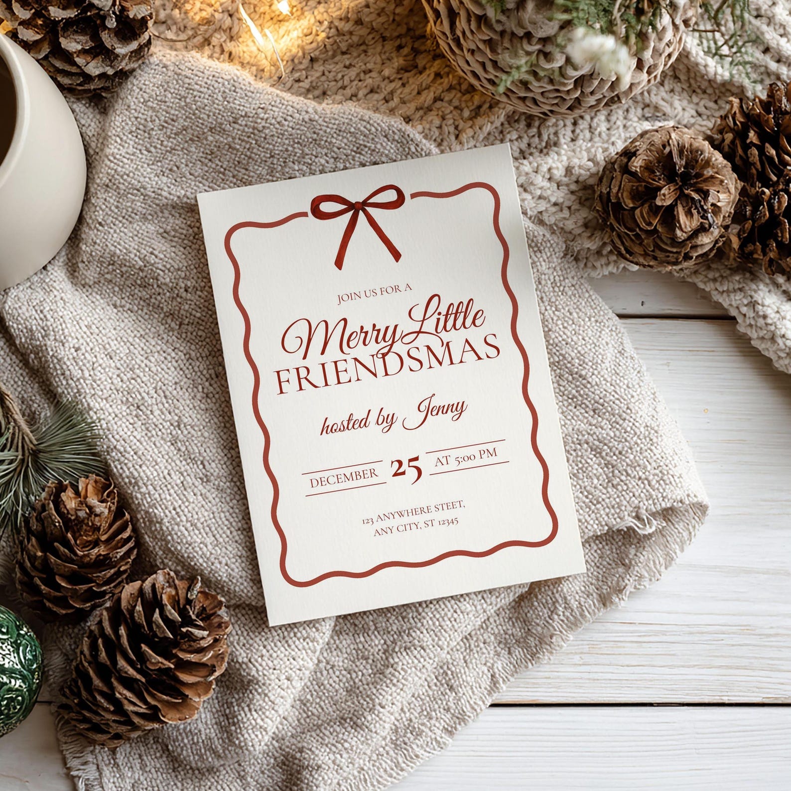 Friendsmas Invitation Template: Editable Holiday Party Xmas Invite ...