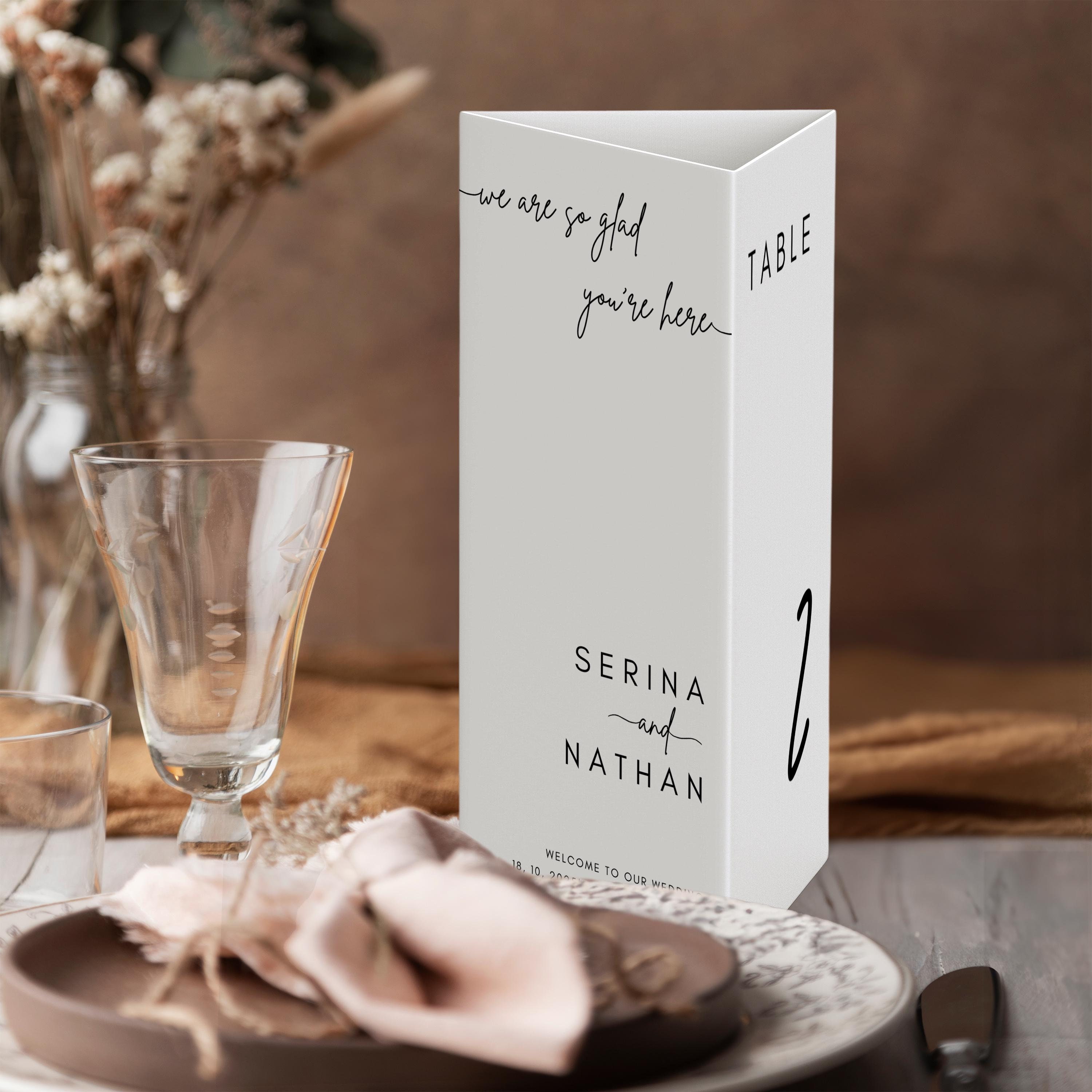 Elegant Wedding Tri-fold Table Sign, Minimalist Tri-fold Menu, Triangle ...