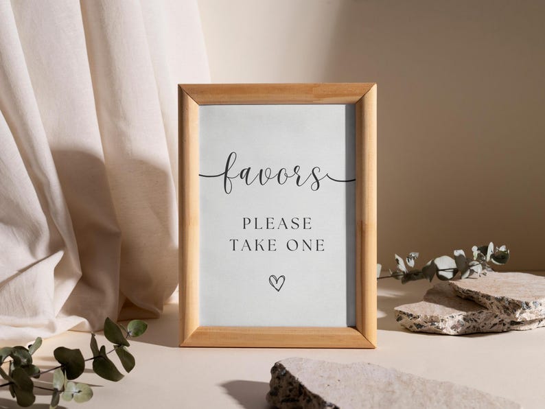 Elegant Wedding Favors Sign, Please Take One Sign, Minimalist Wedding ...