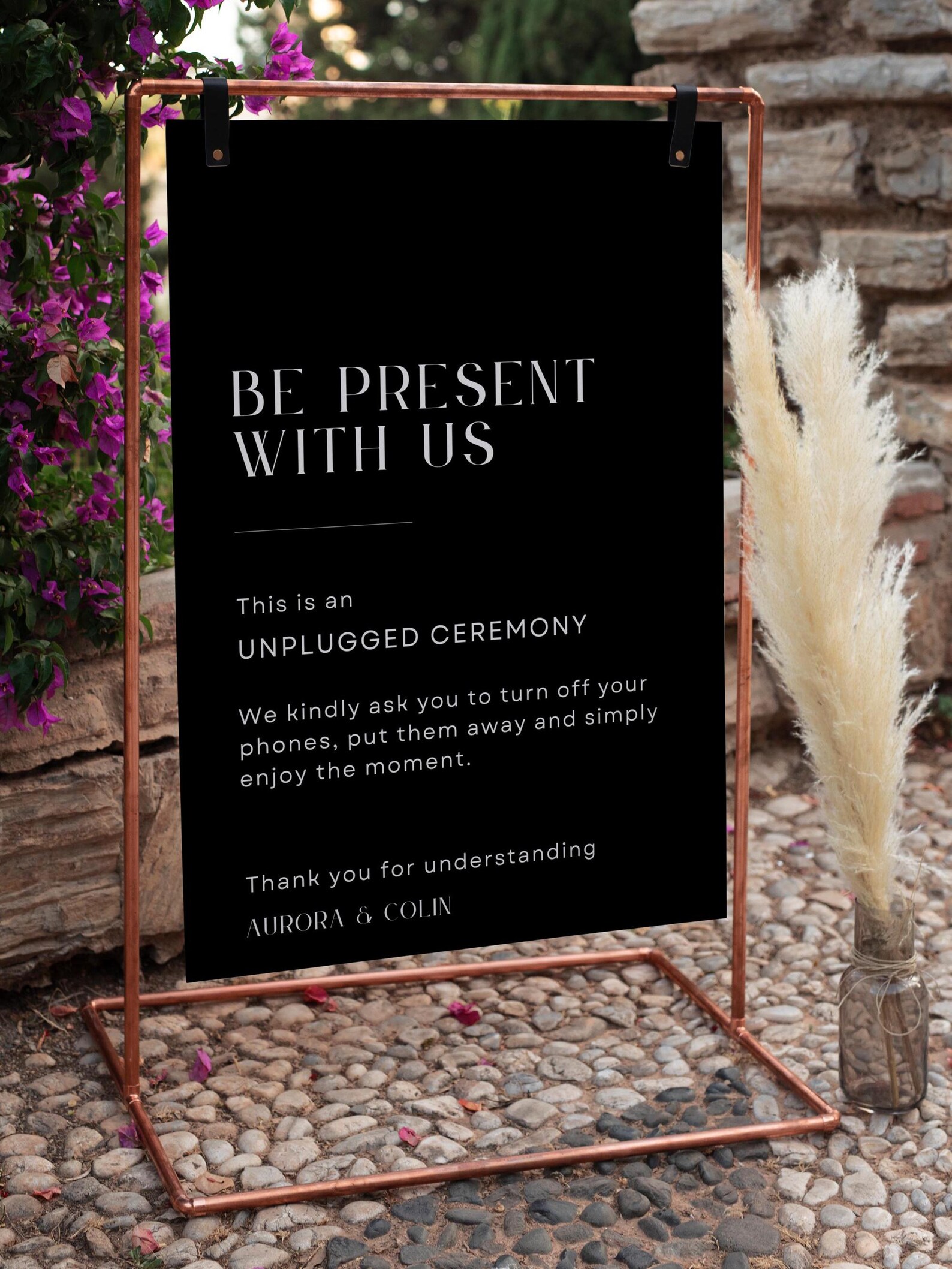 Modern Unplugged Ceremony Sign Template: Black Wedding Decor (instant ...