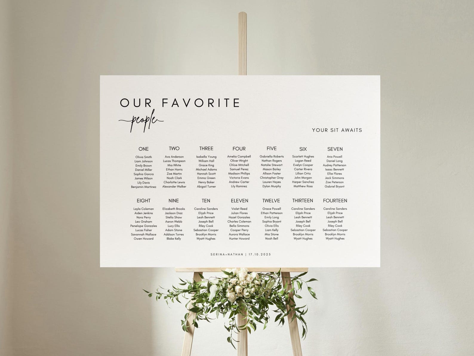 Editable Wedding Seating Chart Template, Horizontal Table Plan, Our ...