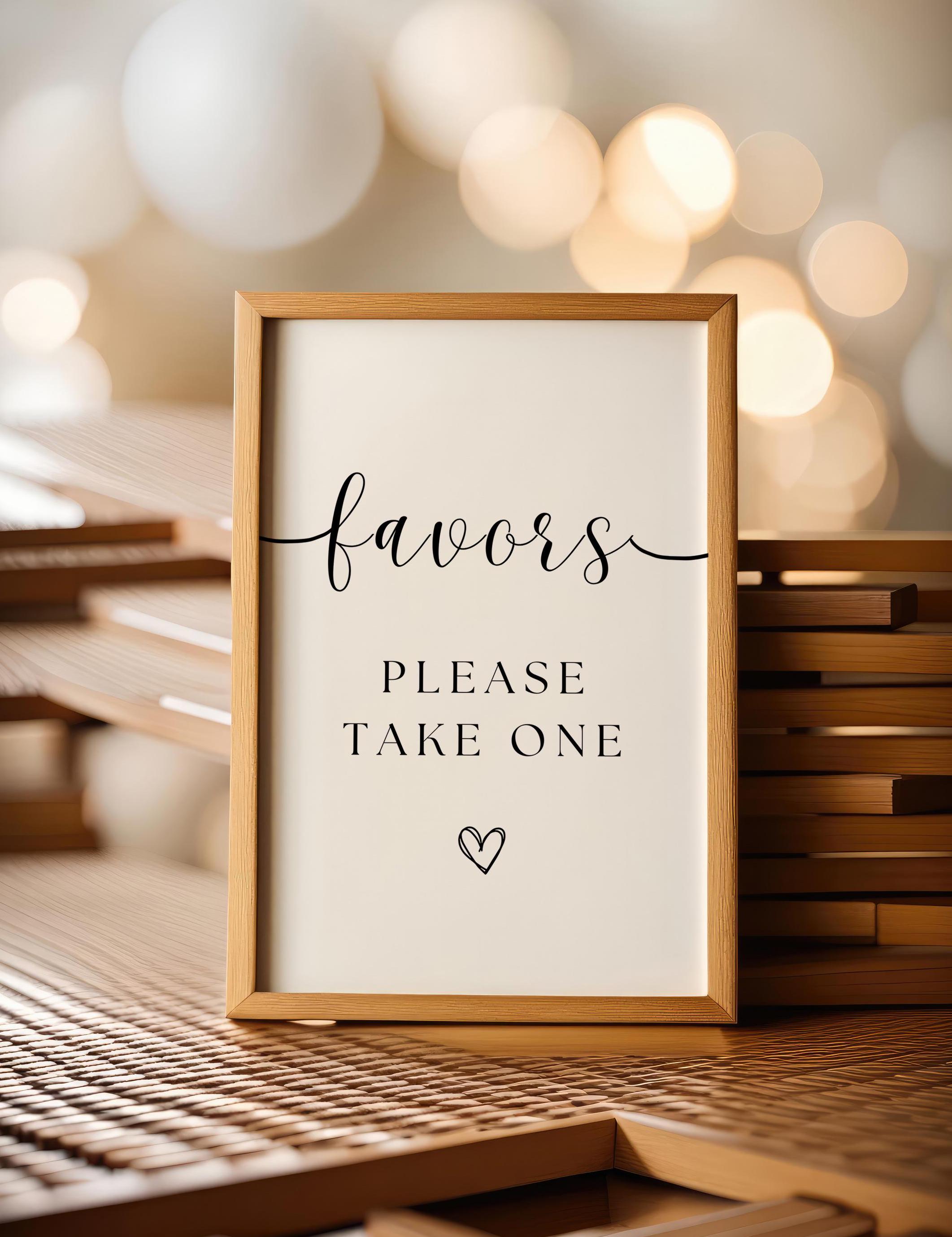 Elegant Wedding Favors Sign, Please Take One Sign, Minimalist Wedding ...