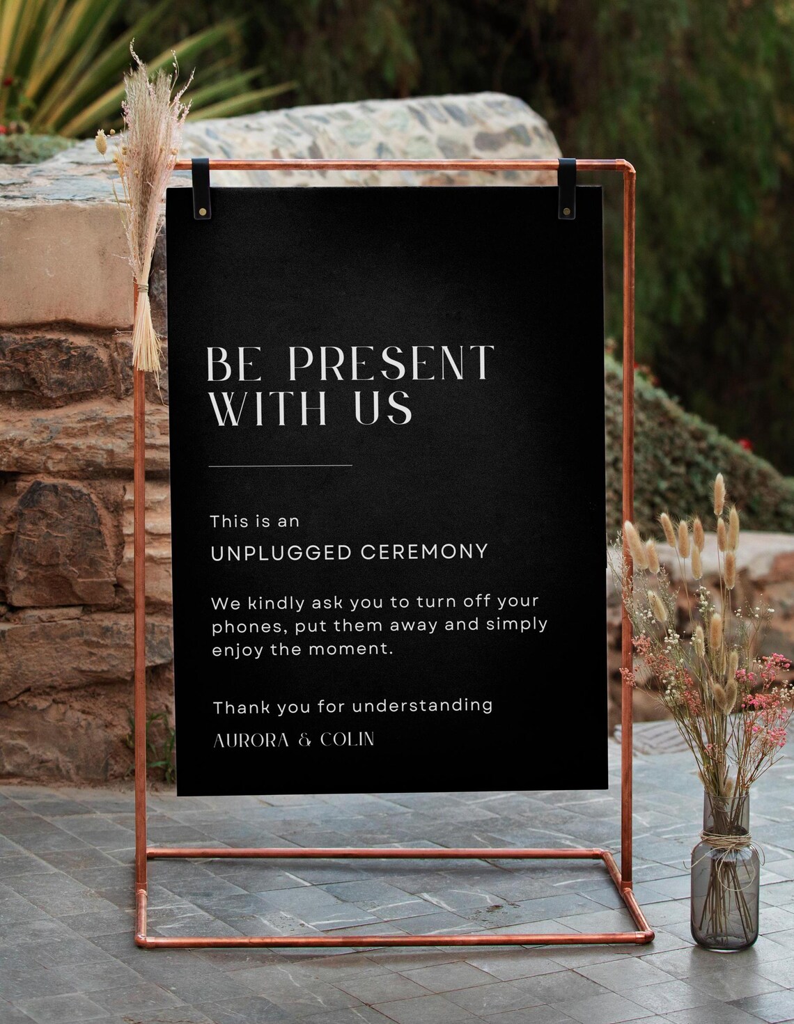 Modern Unplugged Ceremony Sign Template: Black Wedding Decor (instant ...