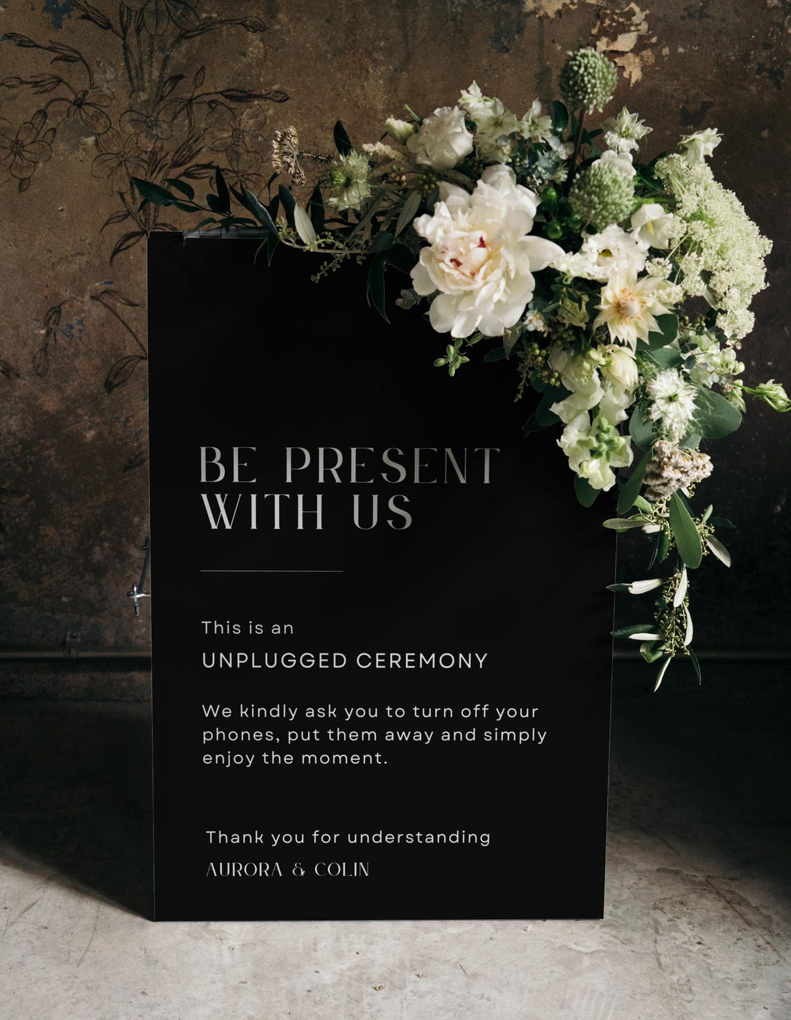 Modern Unplugged Ceremony Sign Template: Black Wedding Decor (instant ...