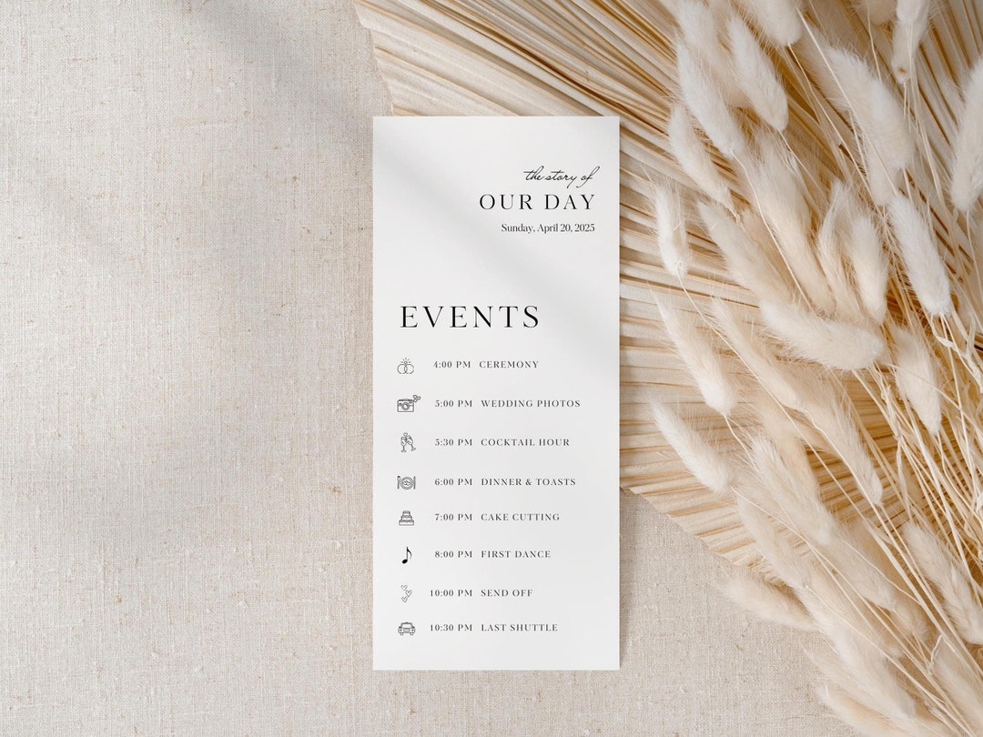 Wedding Timeline of Events Template, Modern Infographic Reception ...