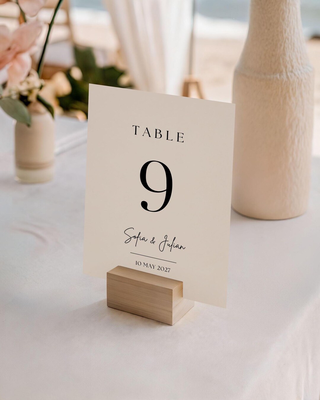 Wedding Table Number Template: Editable Minimal Reception Table Sign ...