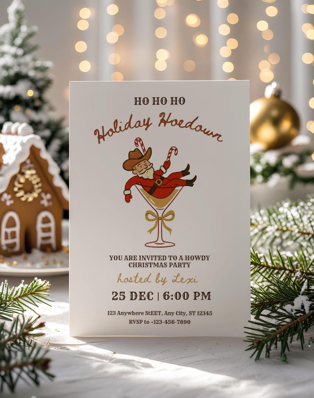 Holiday Hoedown Invitation Template: Editable Howdy Christmas Party ...