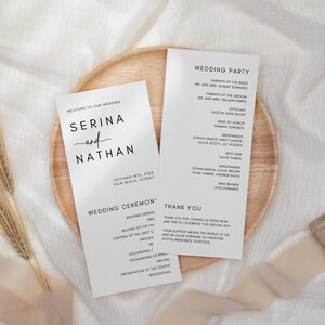 Modern Wedding Program Template, Minimalist Order of Service, Printable ...