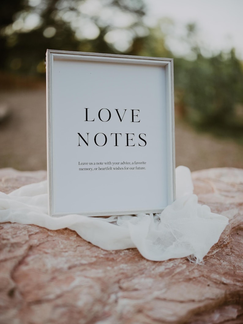 Minimalist Wedding Love Notes Sign | Modern Guest Book Sign | Editable ...