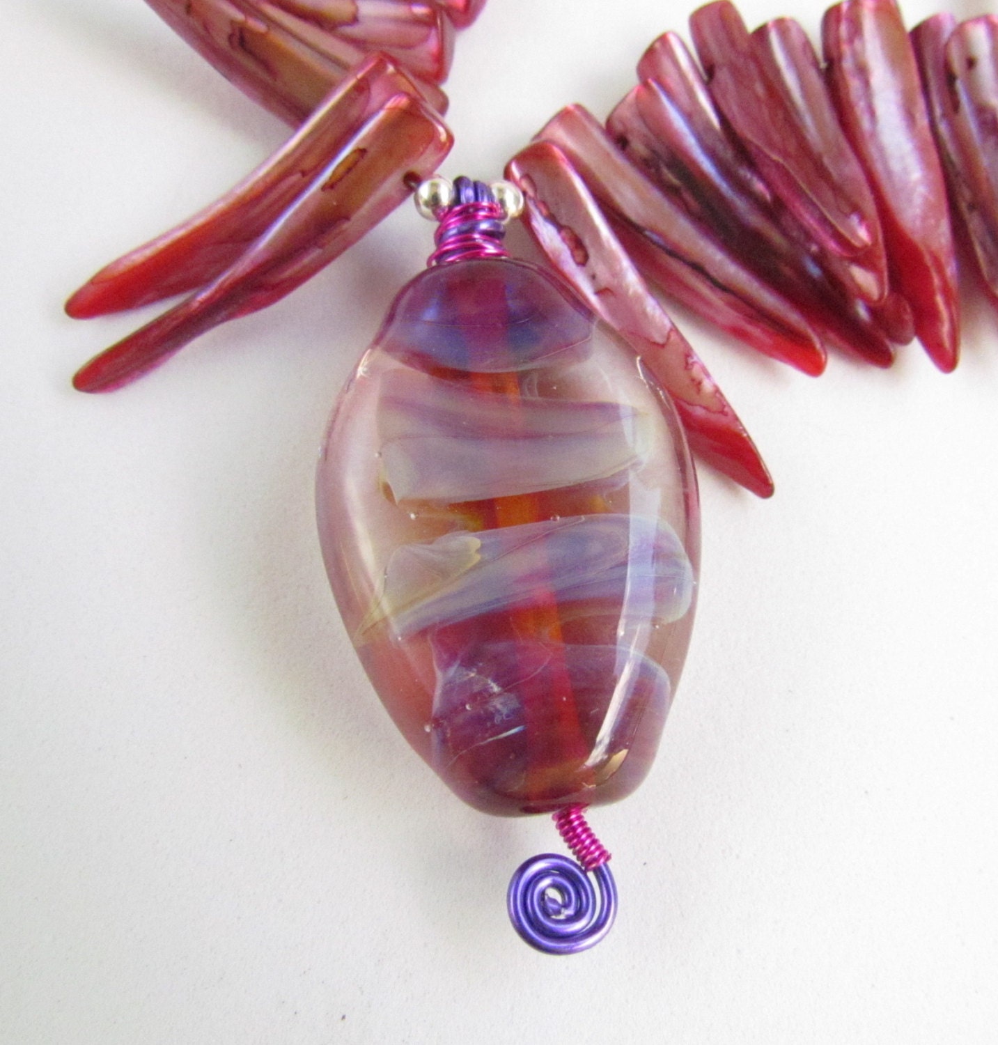 Pink Lampwork Pendant Statement Necklace, Handmade by Harleypaws, SRAJD ...