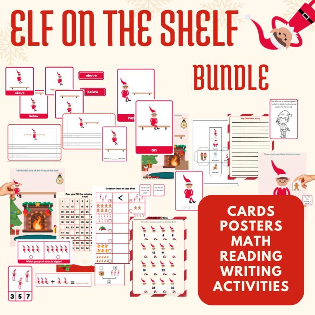 Bundle the Elf on the Shelf Math Literacy Preposition Activities - Etsy