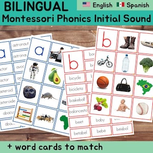 Bilingual Montessori Phonics Initial Sound English Spanish - Etsy
