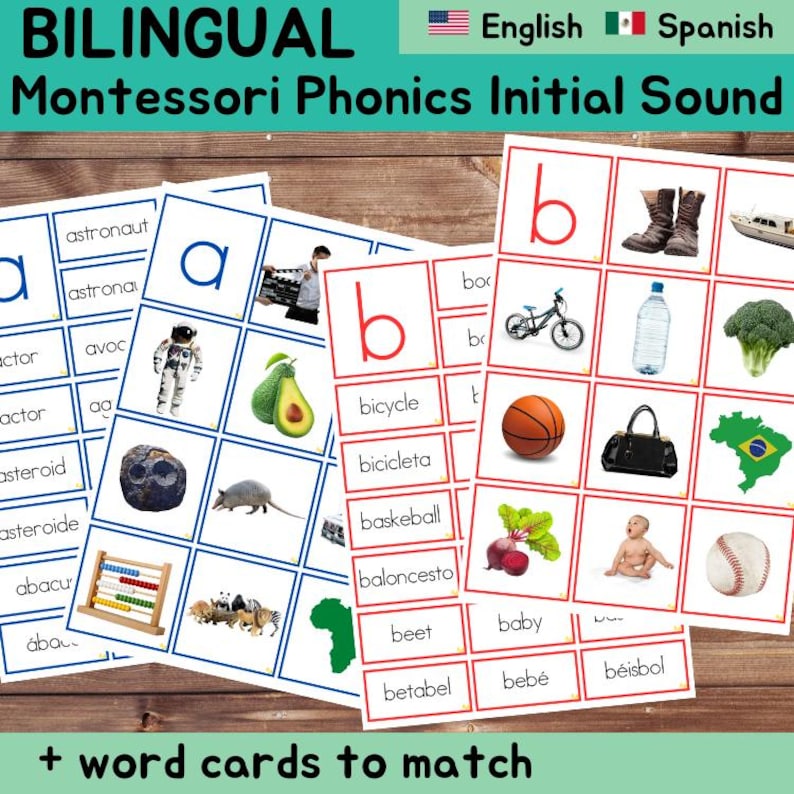 Bilingual Montessori Phonics Initial Sound English Spanish - Etsy