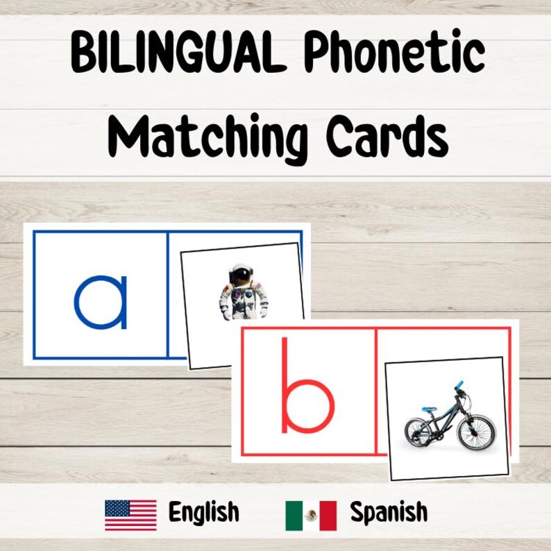 Bilingual Phonetic Matching Cards English Spanish - Etsy