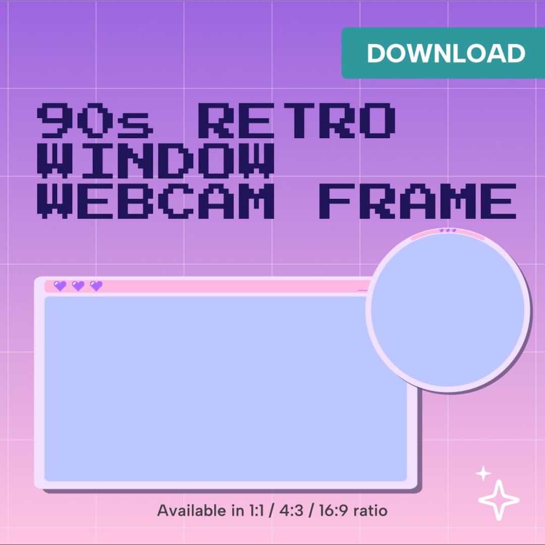Pink Retro Window Webcam Frame Overlay Transparent Camera Borders in ...