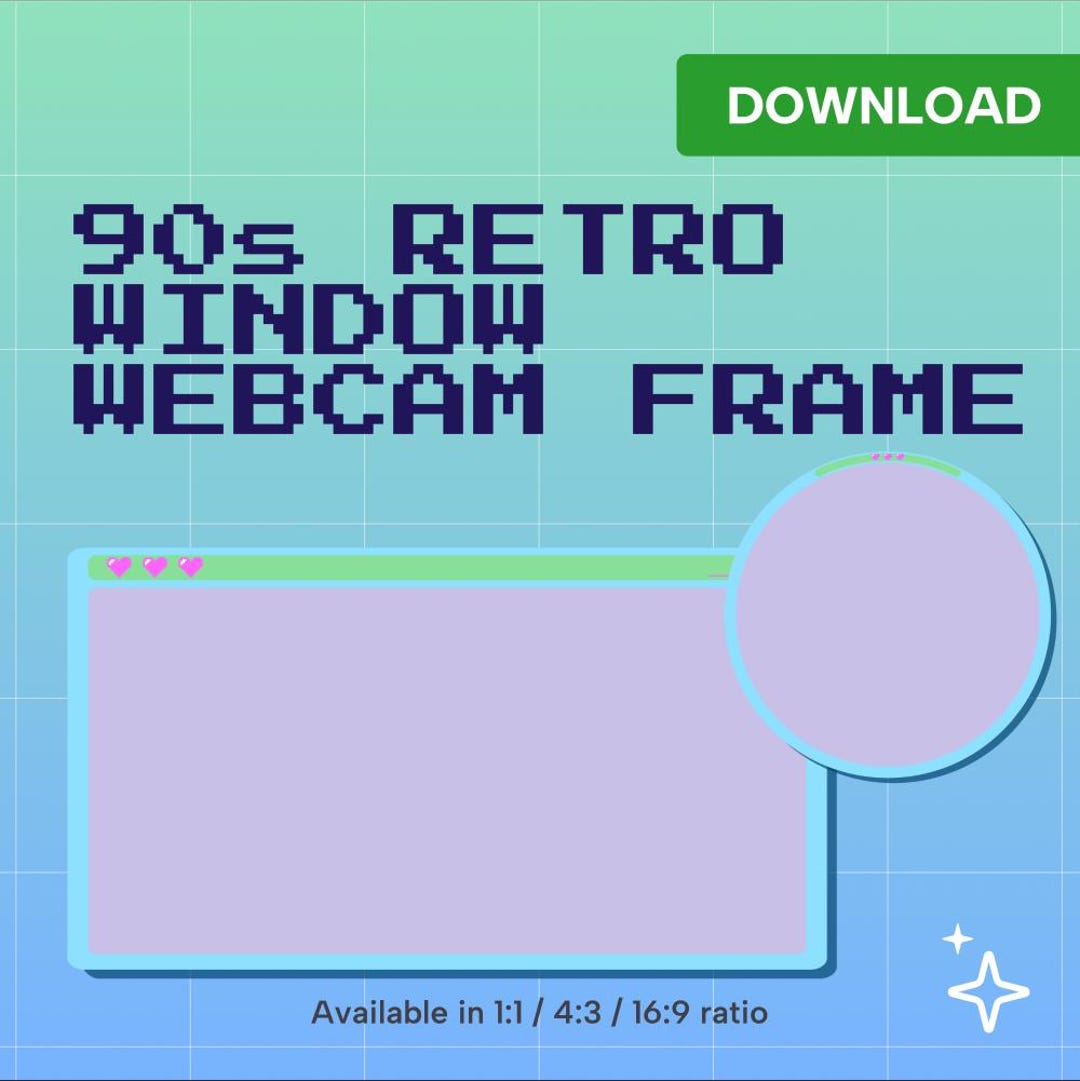 90s Blue Retro Window Webcam Frame Overlay | Transparent Camera Borders ...