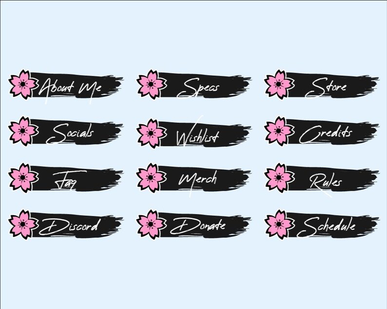 Sakura Ink Twitch Panels | Anime-inspired Cherry Blossom Etched in Ink ...