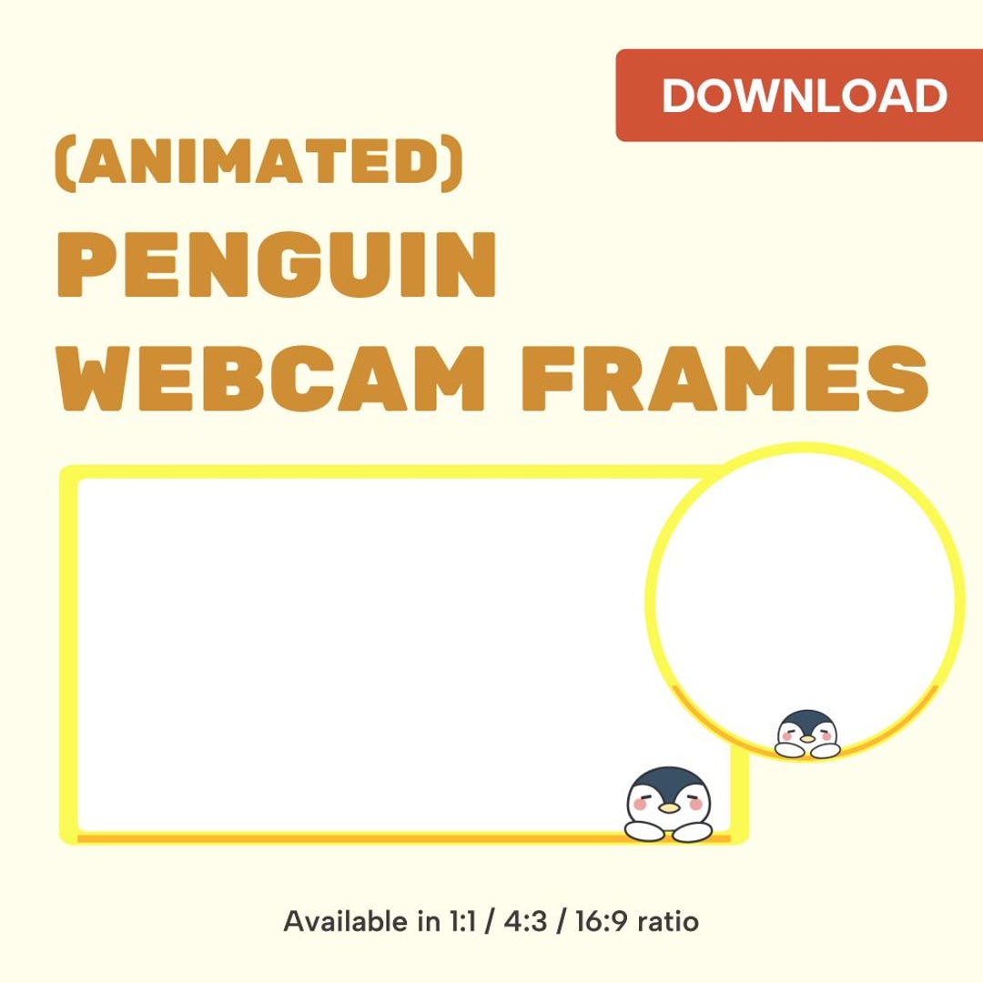 Animated Yellow Penguin Webcam Frames for Twitch | Transparent Camera ...