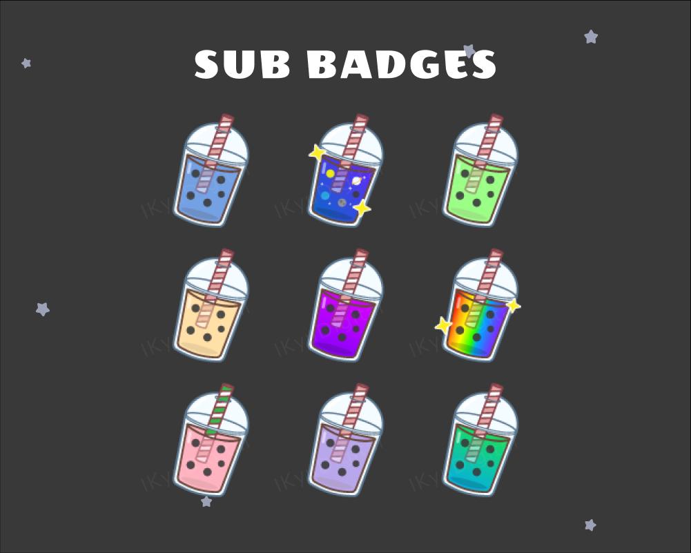 Boba Tea Twitch Sub Badges Cute Flavor-themed Subscriber Badge Set - Etsy