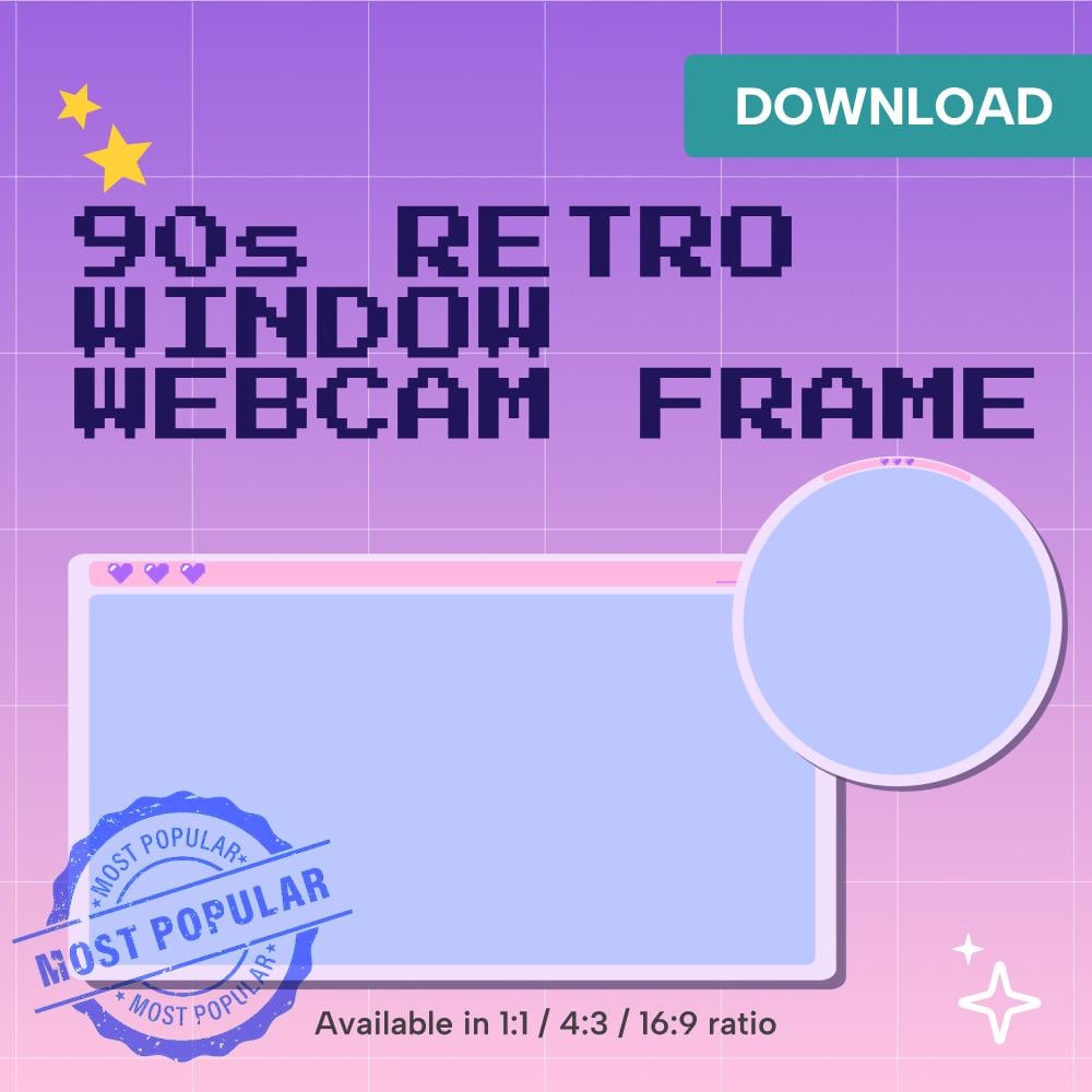 90s Pink Retro Window Webcam Frame Overlay | Transparent Camera Borders ...