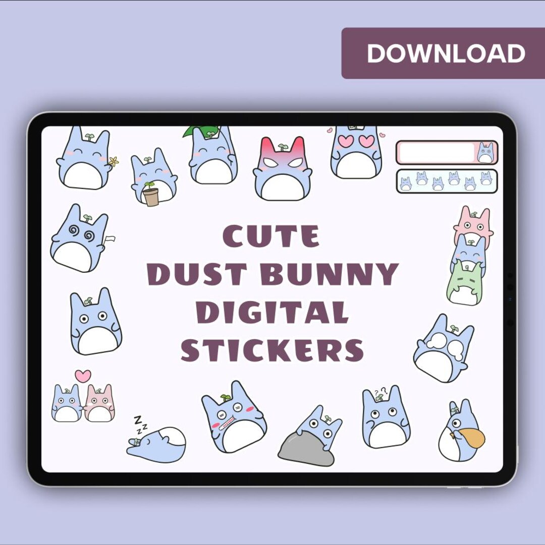 Cute Dust Bunny Digital Stickers Kawaii Stickers for iPad Notetaking ...