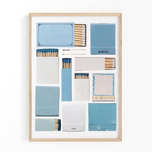 Matchbook Poster Template | Blue Matchbook Art | Blank DIY Matchbook ...